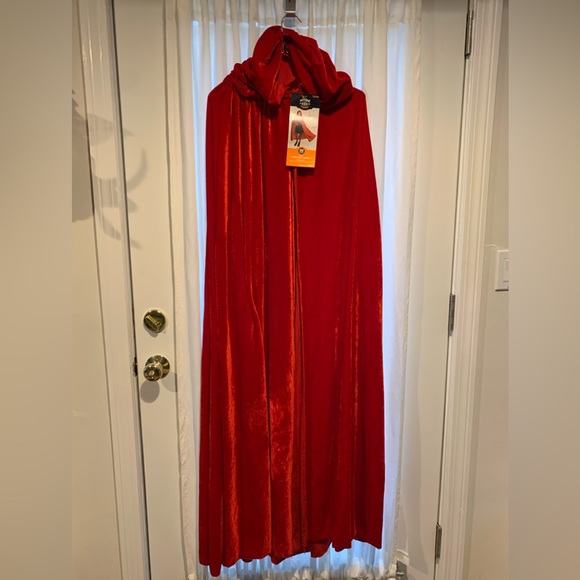 Jackets & Coats | New Red Velvet Full Length Cape With Hood Stretch ...